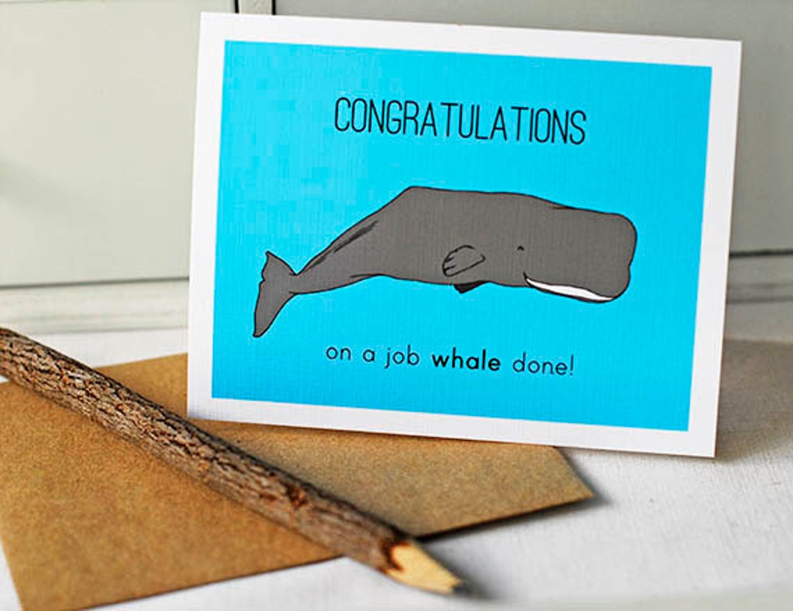 Whale Done- Congratulations Card - Etsy