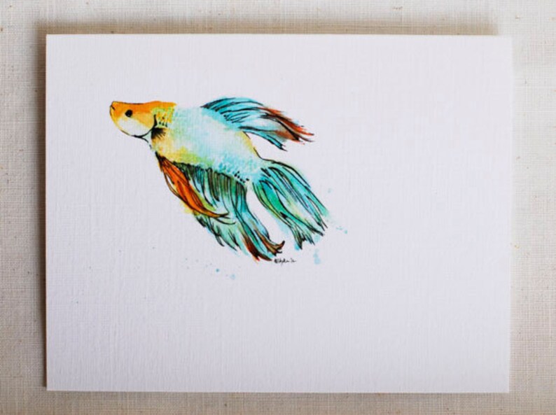 Fighting Fish Betta No.02 Blank Card | Etsy