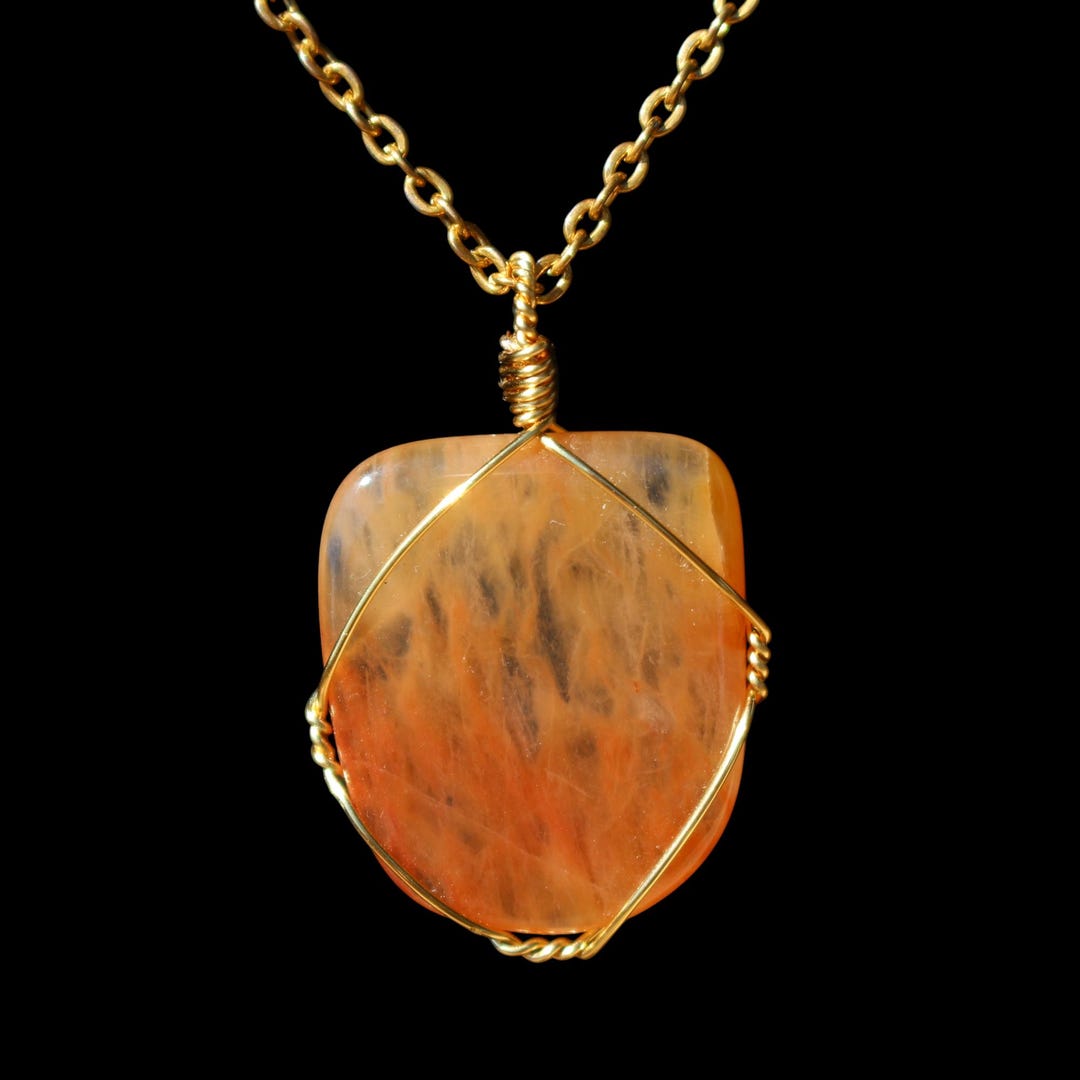 East Texas Creek Quartz Pendant – Flame-like Orange & Yellow Inclusion ...