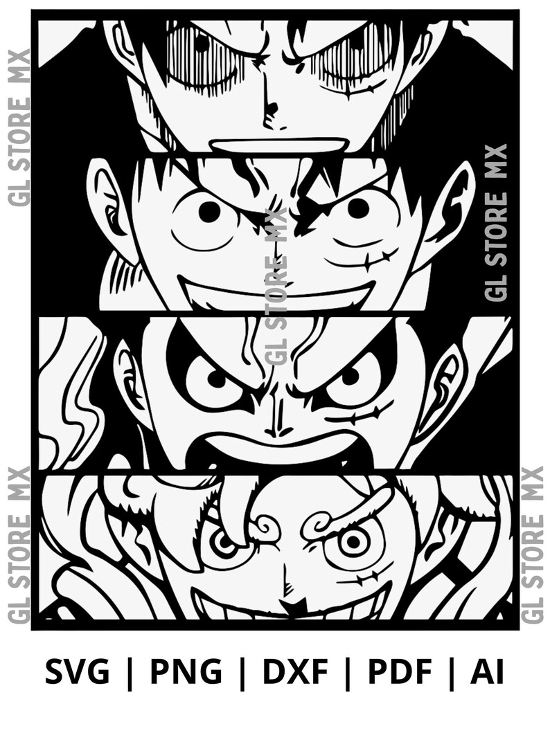 Luffy Transformations SVG – One Piece Design for Laser Cutting and ...