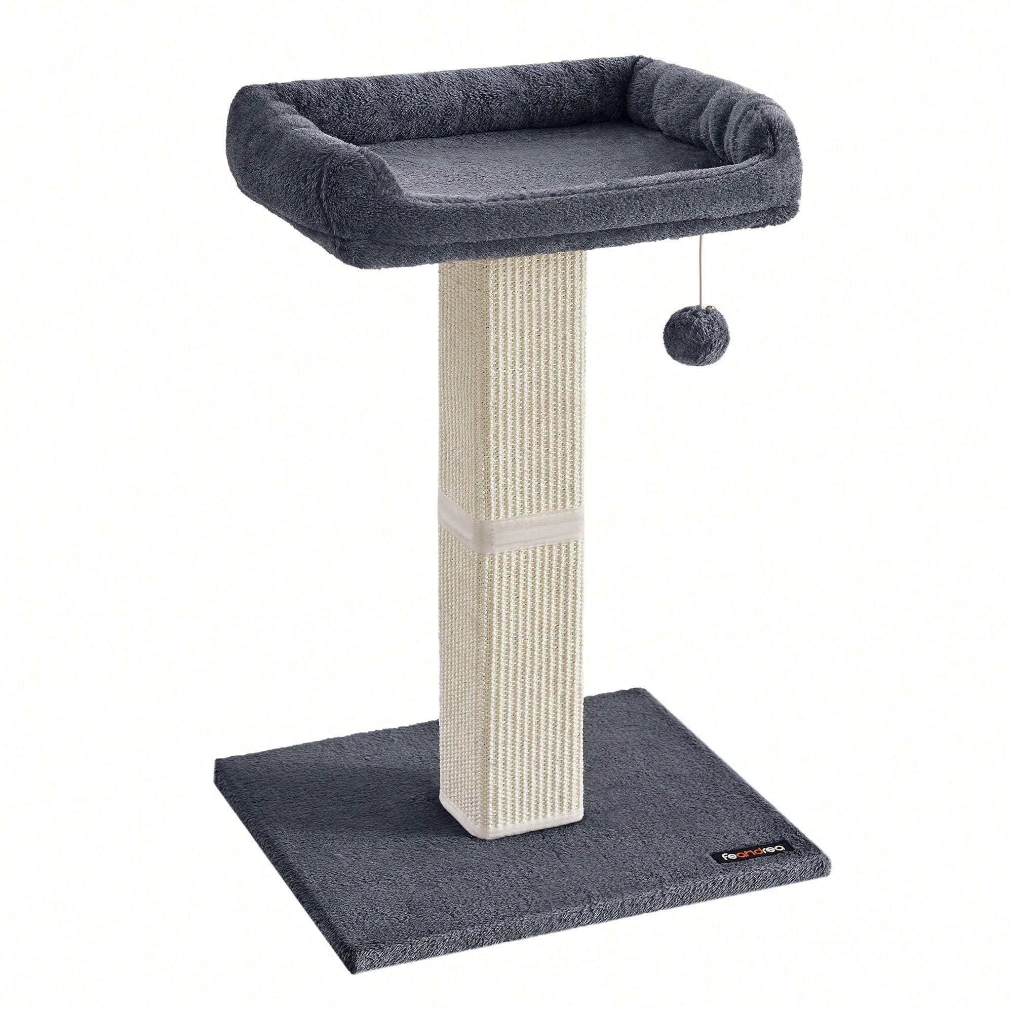 Sisal Cat Scratching Post With Plush Perch, Modern Cat Tree Tower ...