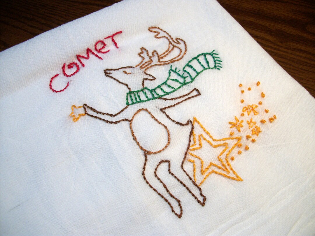 Comet Christmas Dish Towel Dish Towel Reindeer Games Design Flour Sack ...