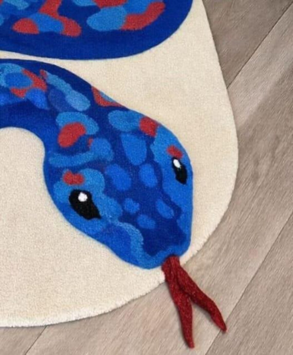 Snake Shape Runner Rug | Blue Abstract Serpent Carpet | Modern Hallway ...