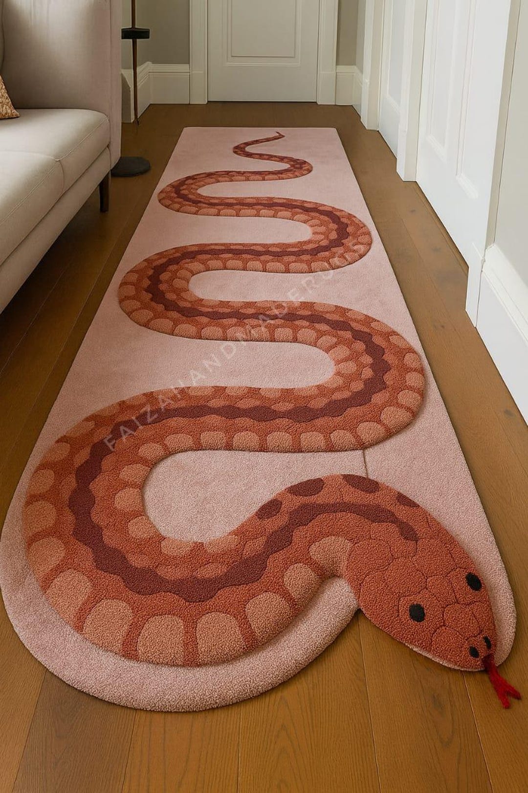 Handmade Snake Rug | Tufted Wool Serpent Carpet | Unique Animal Shaped ...