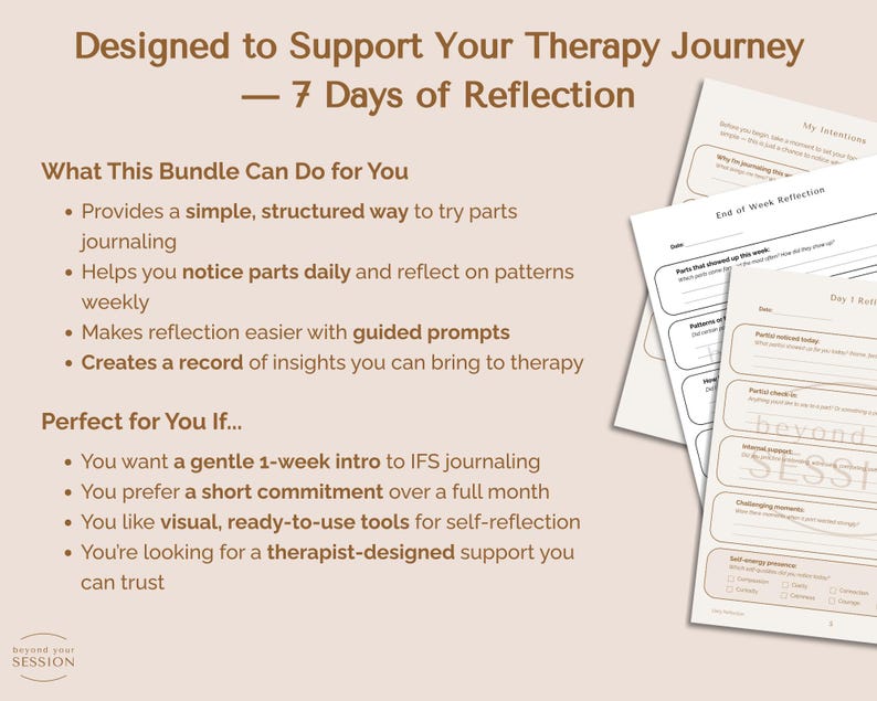7-day IFS Parts Reflection Journal | Daily & Weekly Therapy Prompts ...