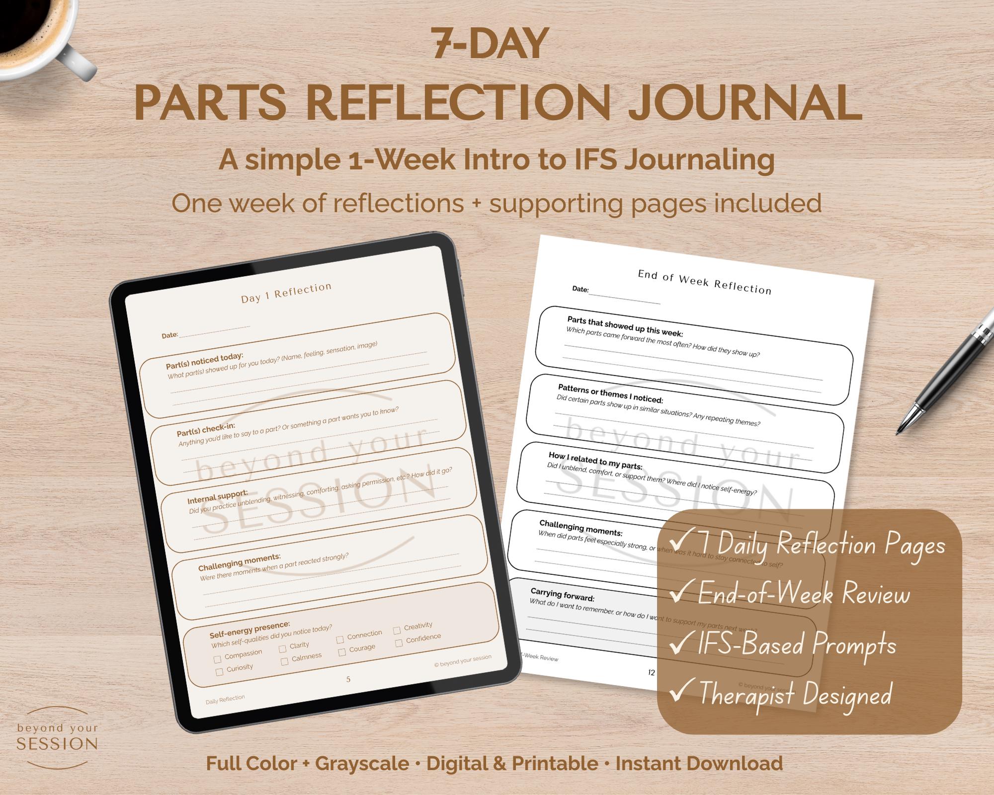 7-day IFS Parts Reflection Journal | Daily & Weekly Therapy Prompts ...
