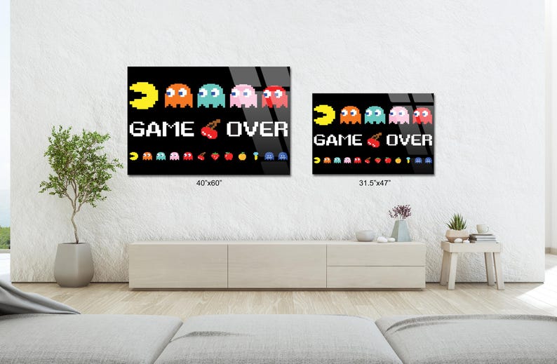 Pac-man Game Over Canvas Art, Retro Gaming Decor - Etsy