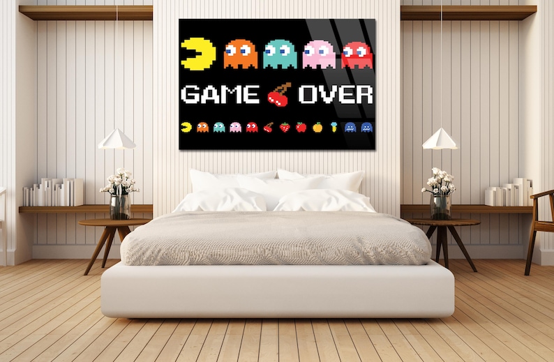 Pac-man Game Over Canvas Art, Retro Gaming Decor - Etsy