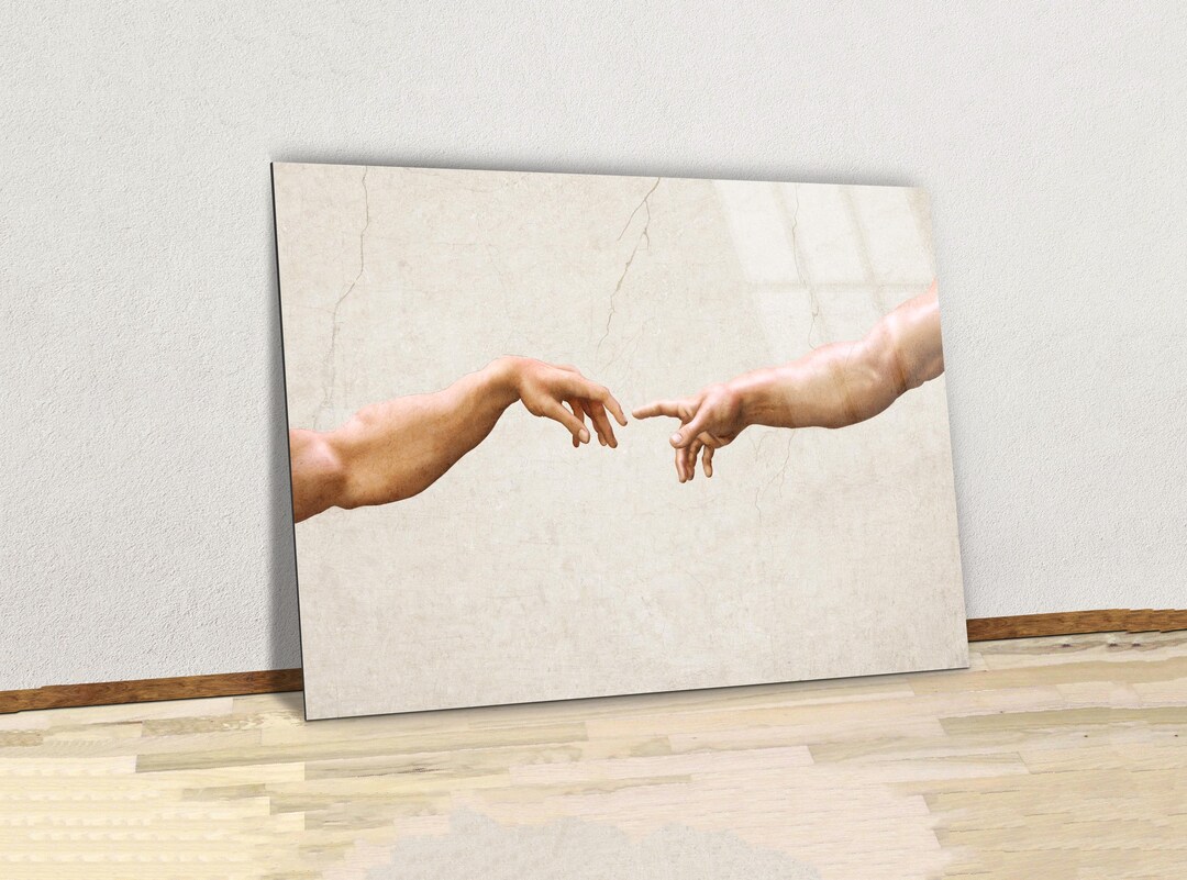 Creation of Adam and Touch of God, Glass Wall Art & Canvas Wall Art ...