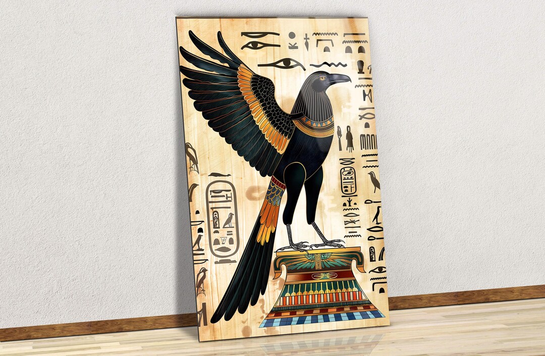 Glass Wall Art & Canvas Wall Art, Egyptian Raven Mythology Mythical ...