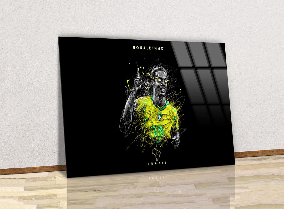 Ronaldinho Brazil Football Legend, Glass Wall Art & Canvas Wall Art ...