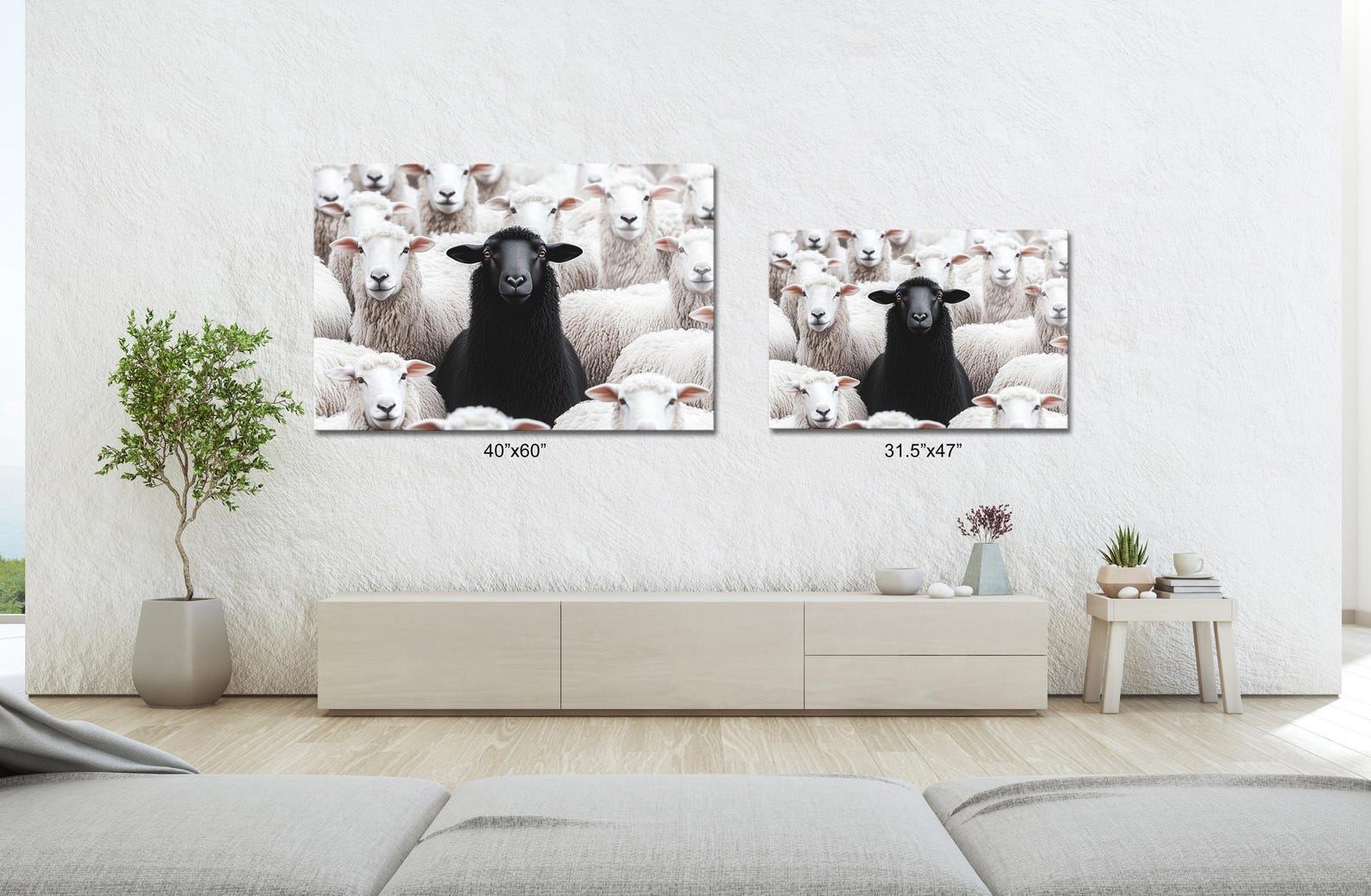 Glass Wall Art & Canvas Wall Art, Black Sheep Among White Sheep ...