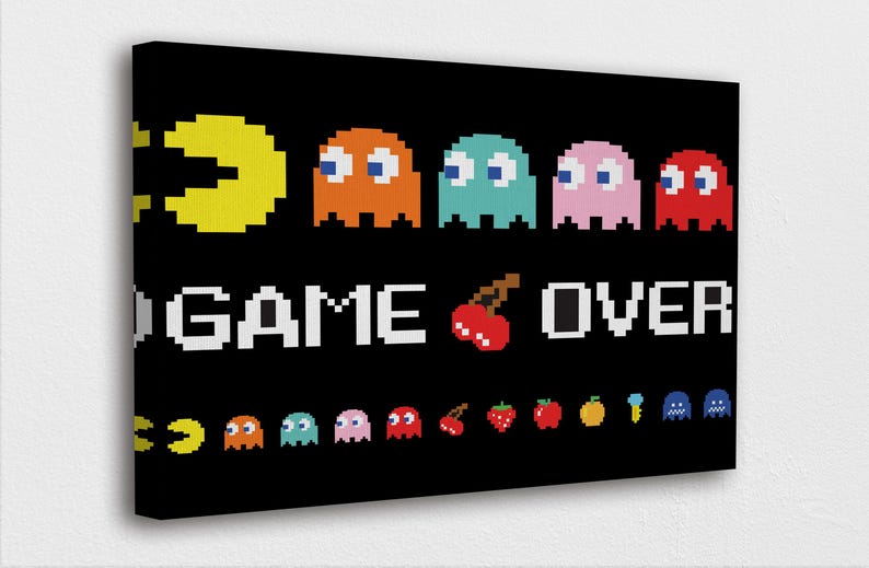 Pac-man Game Over Canvas Art, Retro Gaming Decor - Etsy