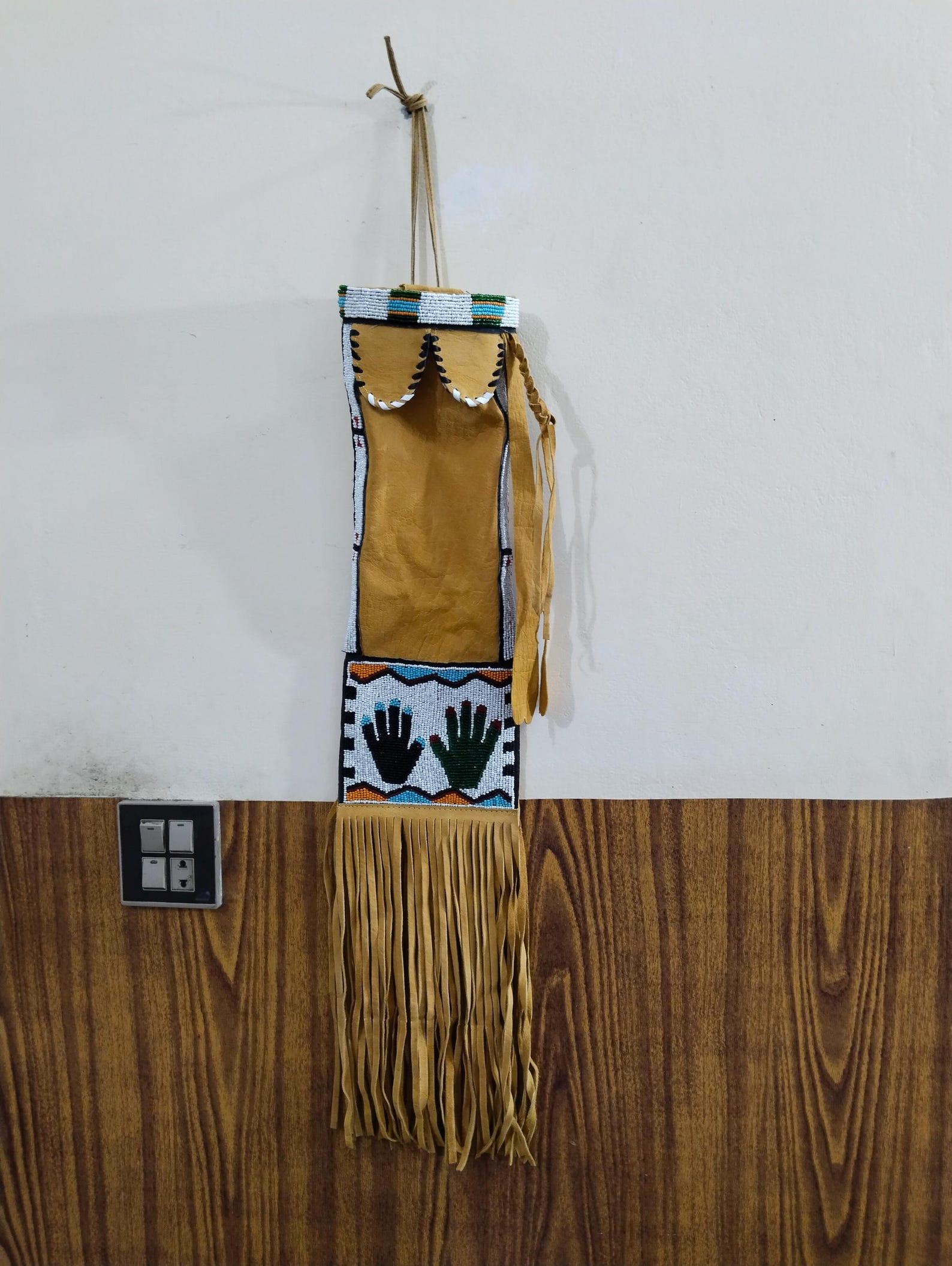 Native Indian Traditional American Style Handmade Leather Beaded Hide ...