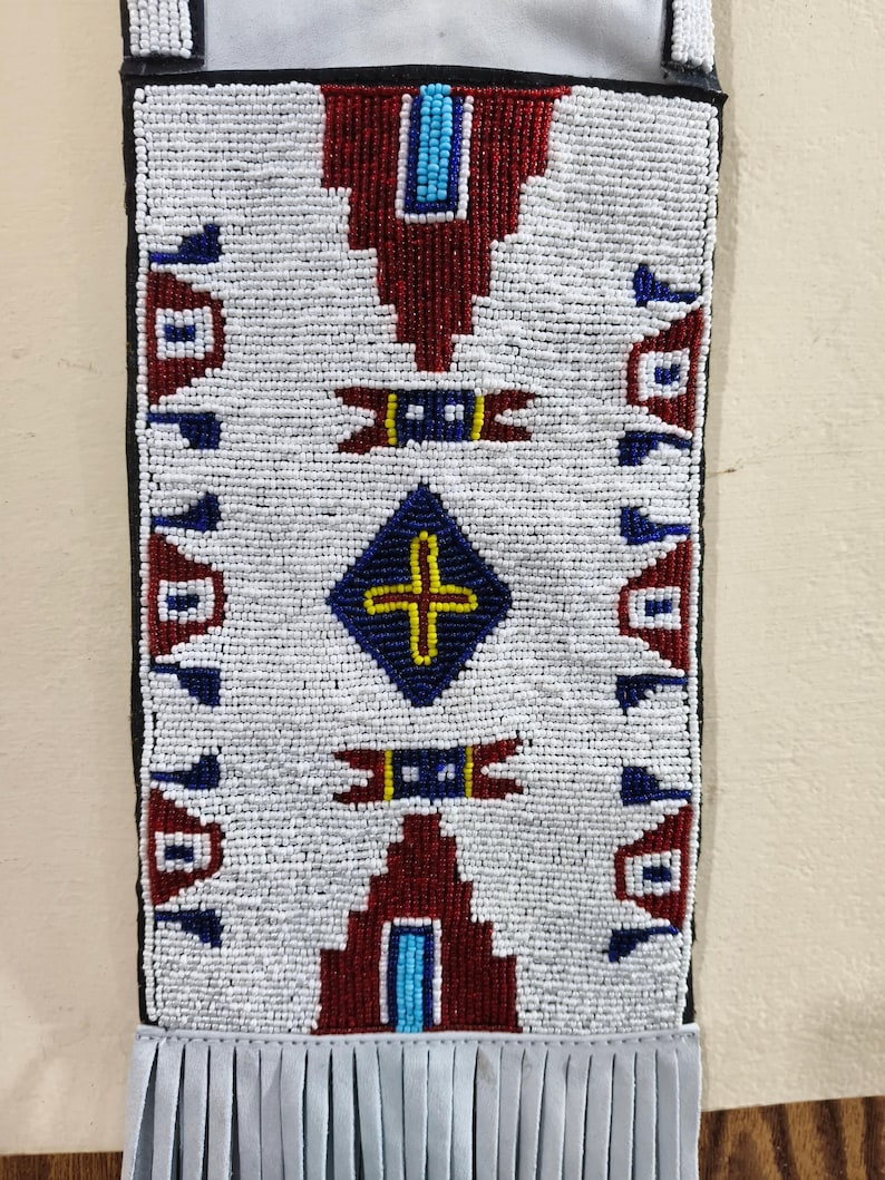 Native Indian Traditional American Style Handmade Leather Beaded Hide ...