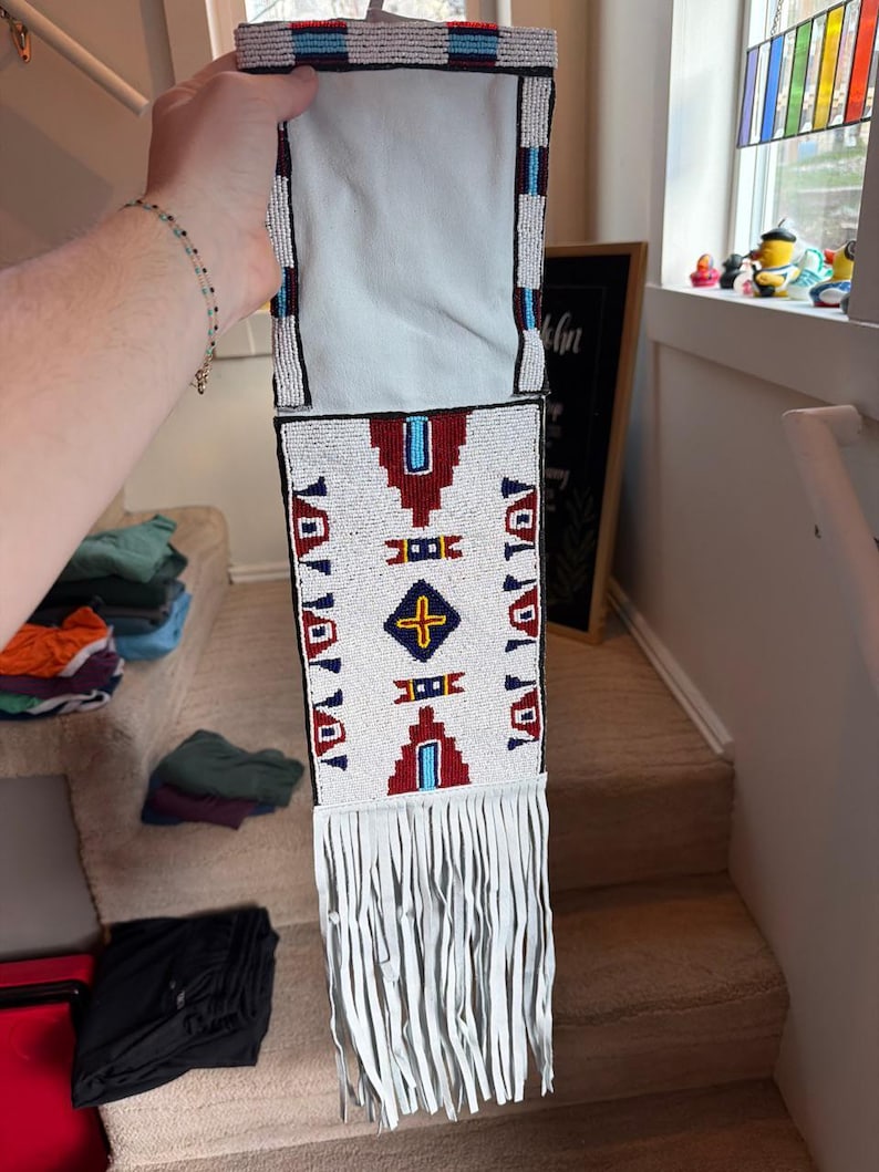 Native Indian Traditional American Style Handmade Leather Beaded Hide ...