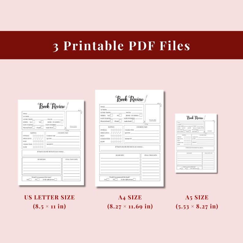 Printable Book Review Template Reading Journal Goodnotes Book Review ...