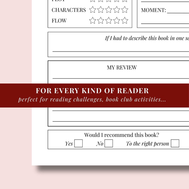 Printable Book Review Template Reading Journal Goodnotes Book Review ...