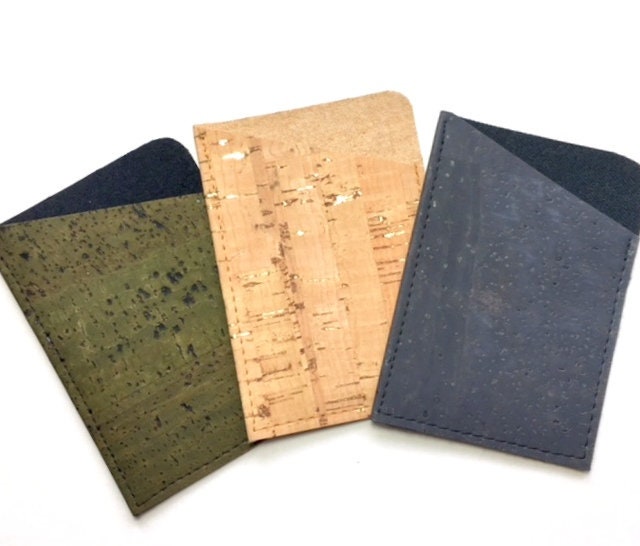 Cork Slim Wallet Cork Card Holder Faux Leather Wallet - Etsy UK