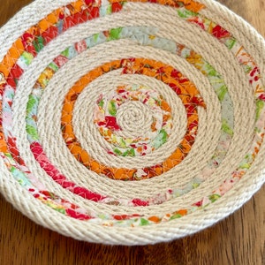 Small Rope Bowl Jewelry Bowl Fabric Wrapped Rope Basket Orange Red ...