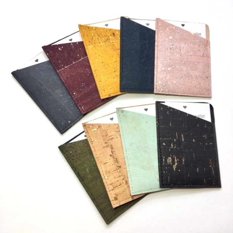 Cork Slim Wallet Cork Card Holder Faux Leather Wallet - Etsy UK