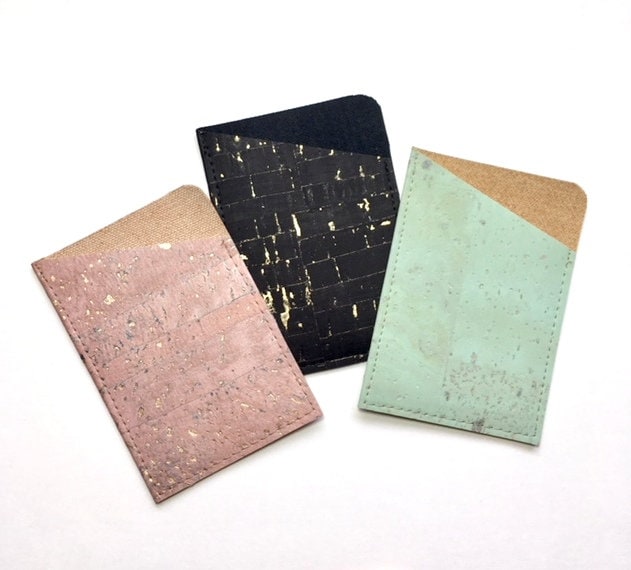 Cork Slim Wallet Cork Card Holder Faux Leather Wallet - Etsy UK