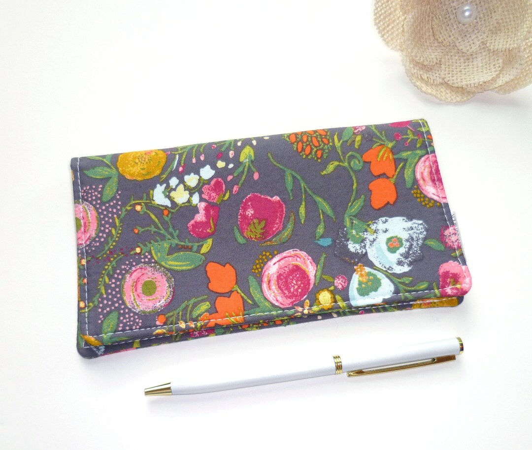 Checkbook Cover Floral Checkbook Holder. Floral Wallet. Floral Receipt ...