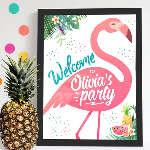 Printable Pink Flamingo Welcome Sign Instant Flamingle Party - Etsy