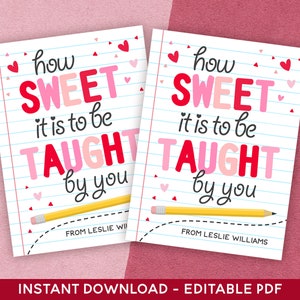 Teacher Valentines Day Gift Tag. Printable Gift Tags for Valentines Day ...