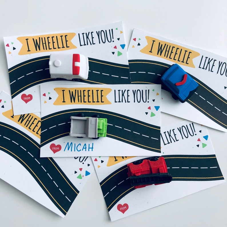 Cars Valentine Kid Valentine Cards I Wheelie Like You - Etsy