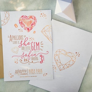 Our Little Gem Invitation / Gem Birthday Invitation / She's a Gem ...