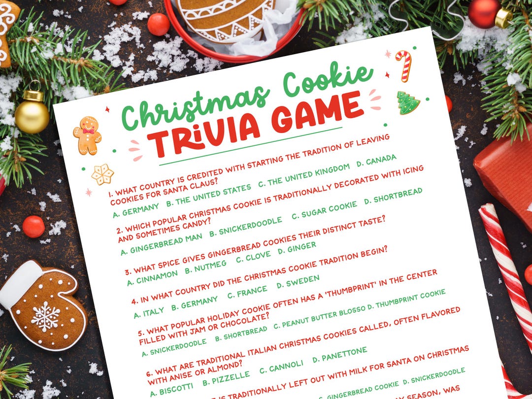 Christmas Cookie Trivia Game, Holiday Party Game, Cookie Exchange Games ...