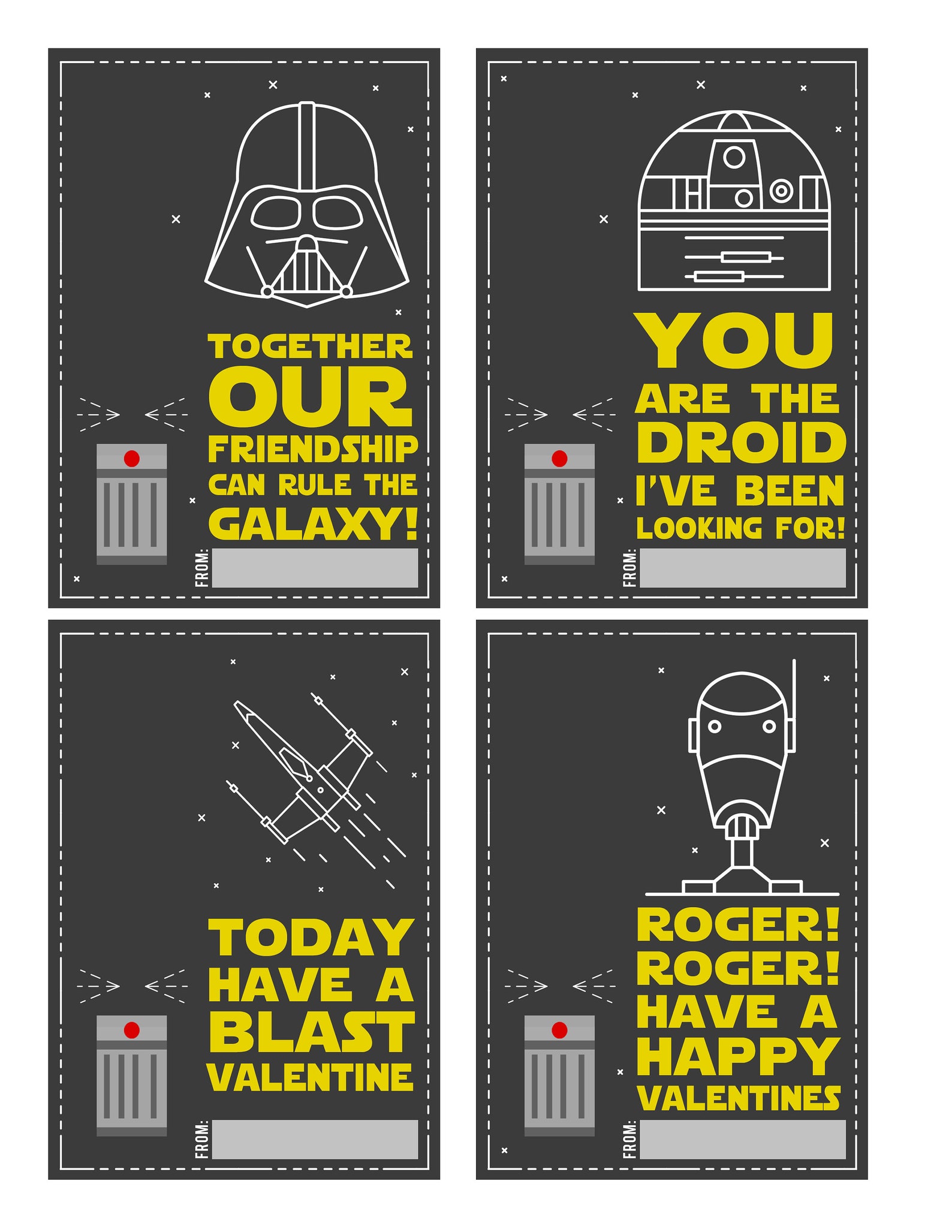 Star Wars Valentines, Star Wars Valentine Cards, Valentines, Kids ...