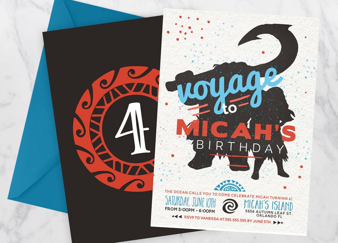 Maui Invitation, Maui Birthday Invitation, Moana Invitation, Moana ...