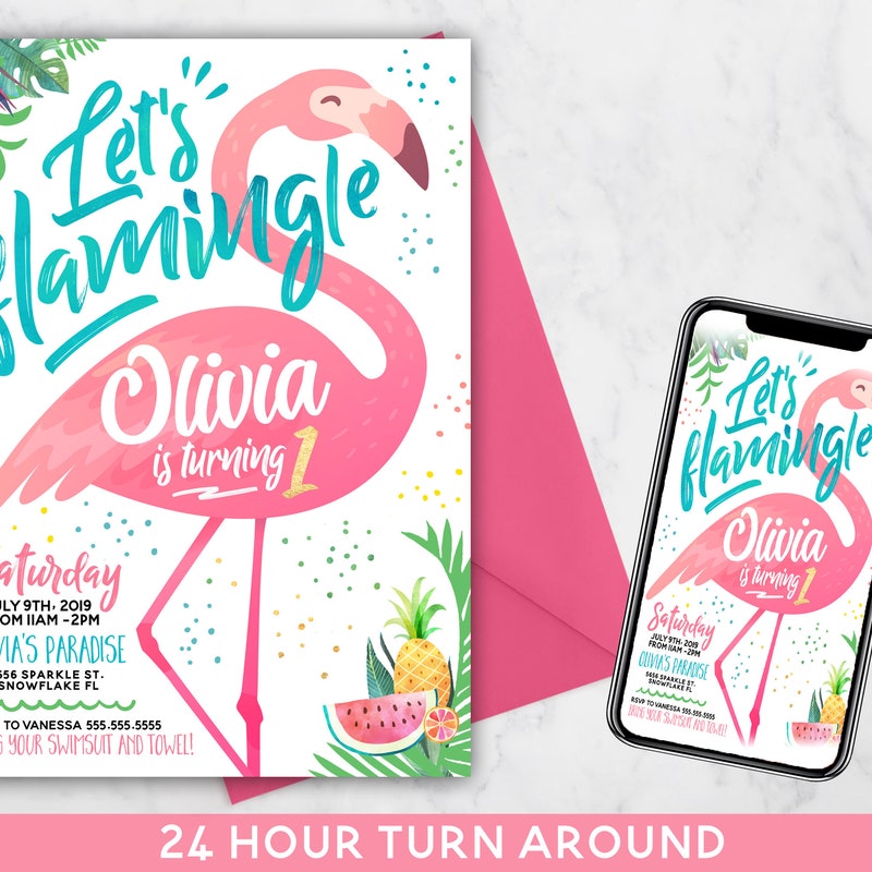 Flamingo Invitation - Etsy