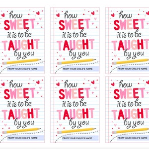 Teacher Valentines Day Gift Tag. Printable Gift Tags for Valentines Day ...