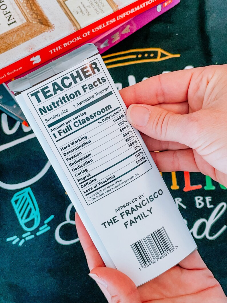 Teacher Appreciation Gift Chocolate Bar Wrapper PRINTABLE - Etsy