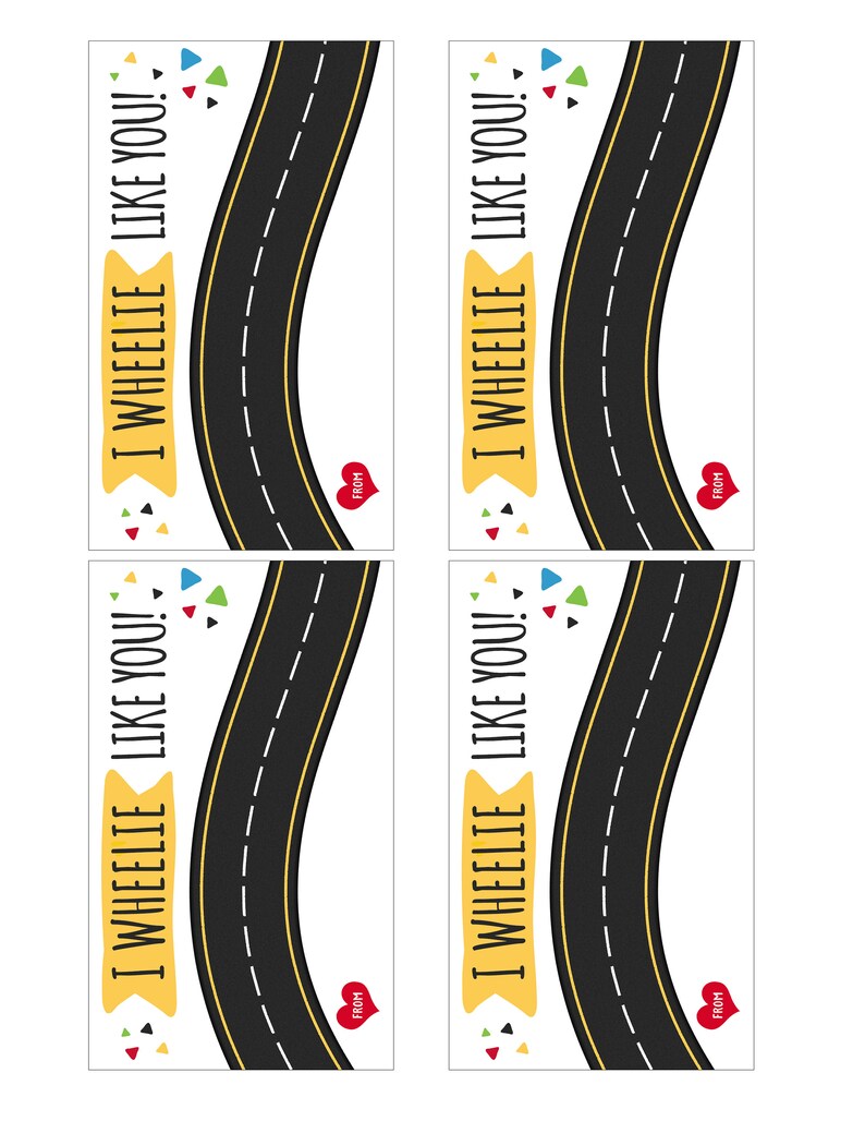 Cars Valentine Kid Valentine Cards I Wheelie Like You - Etsy
