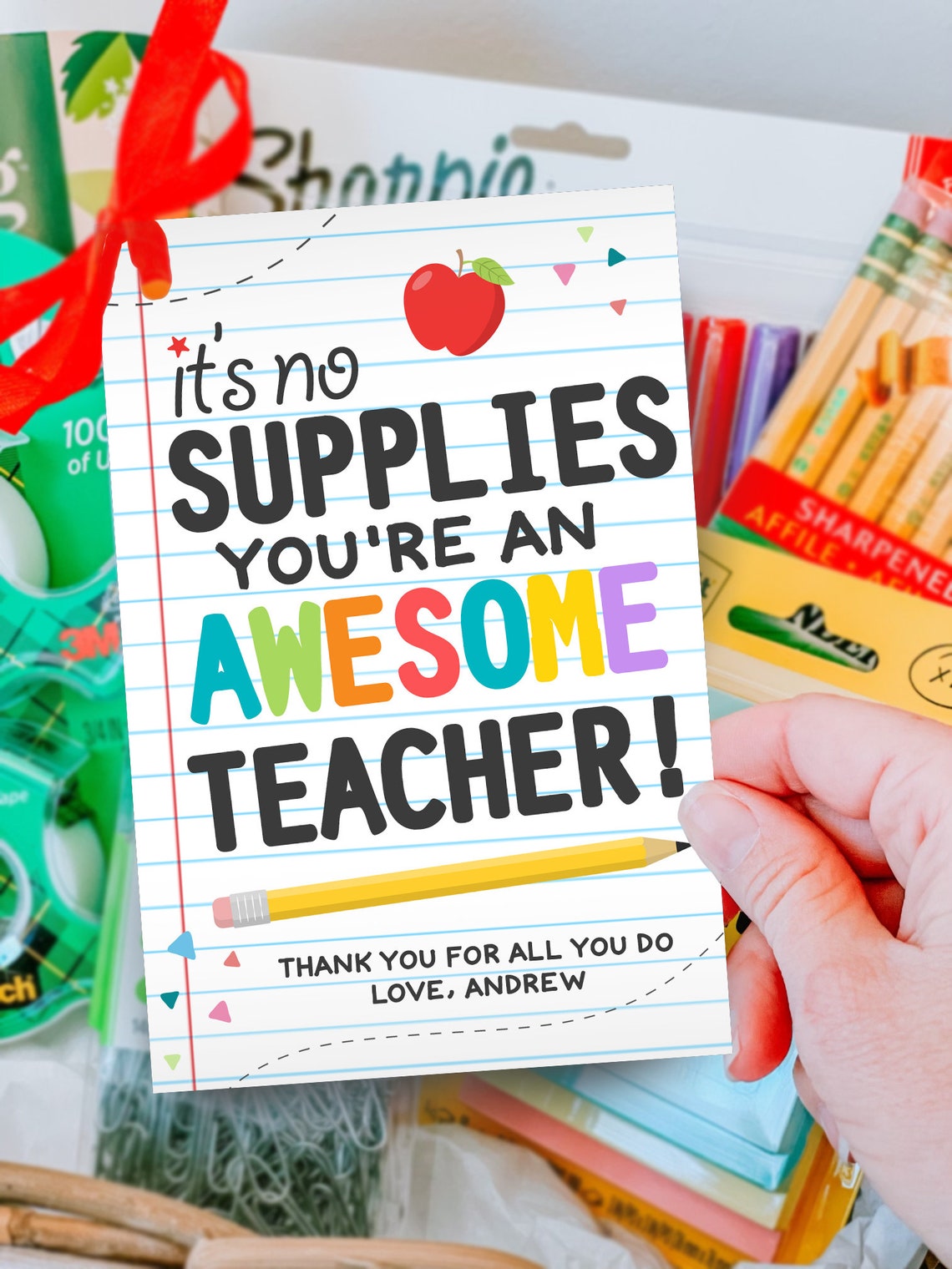Teacher Appreciation Gift Tag School Supplies Thank You - Etsy
