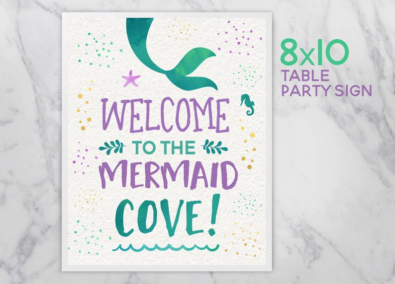 Mermaid Birthday Sign Mermaid Table Sign Mermaid Welcome Sign - Etsy
