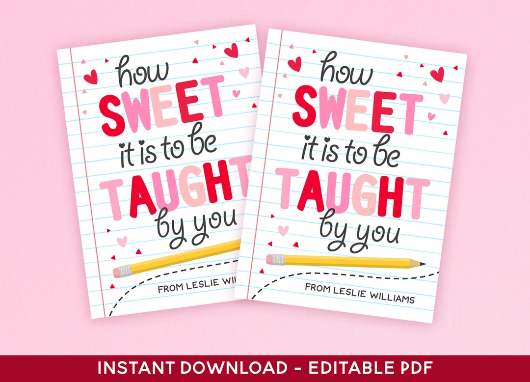 Teacher Valentines Day Gift Tag. Printable Gift Tags for Valentines Day ...