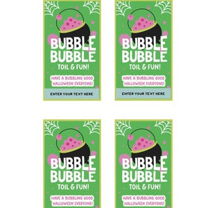 Bubbles Halloween Printable Tag, Classroom Halloween Favor, Halloween ...