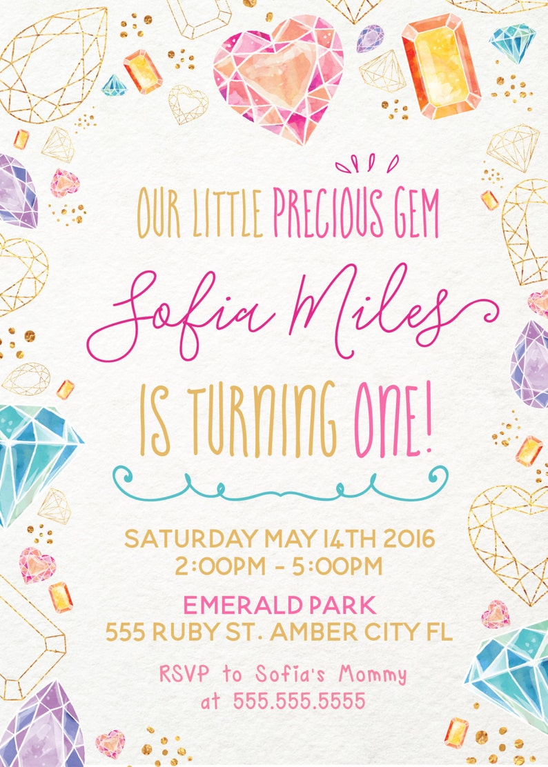 She's a Gem Invitation, Gem Invitation, Jewel Party Invitation ...