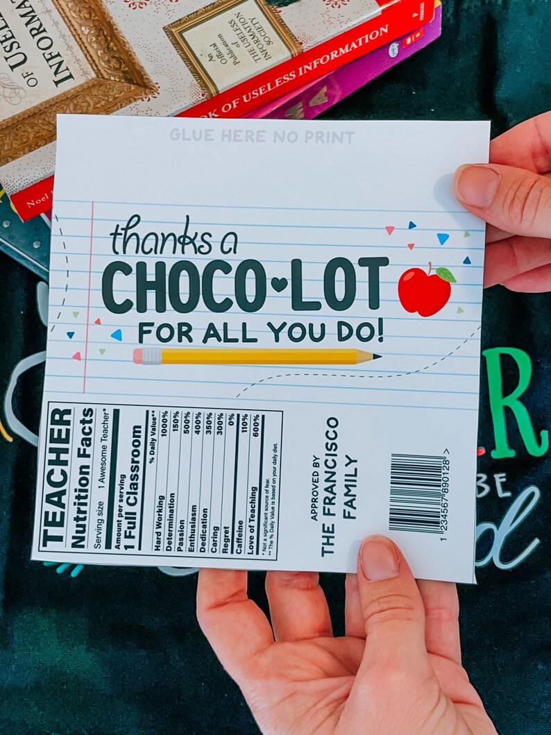 Teacher Appreciation Gift Chocolate Bar Wrapper PRINTABLE - Etsy