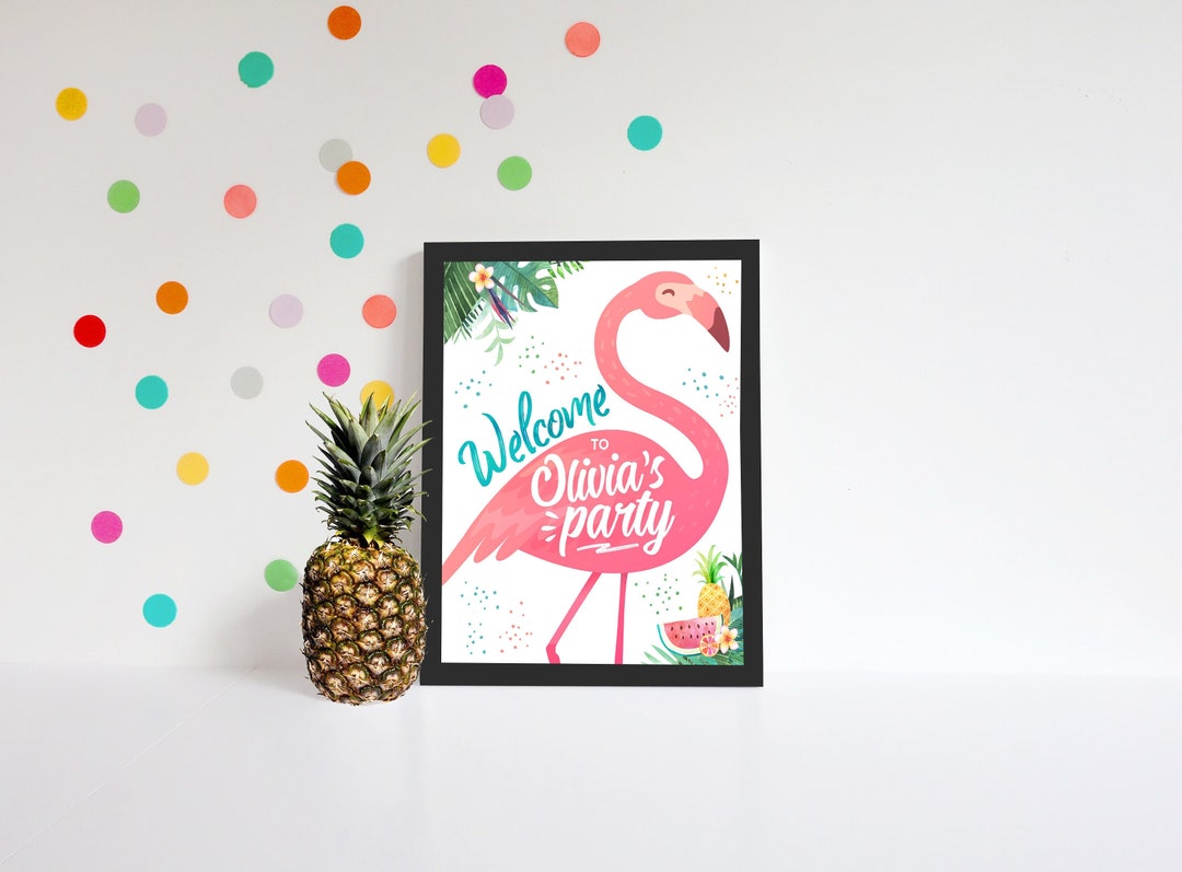 Flamingo Welcome Sign. Flamingo Birthday. Tropical Party. Flamingo ...