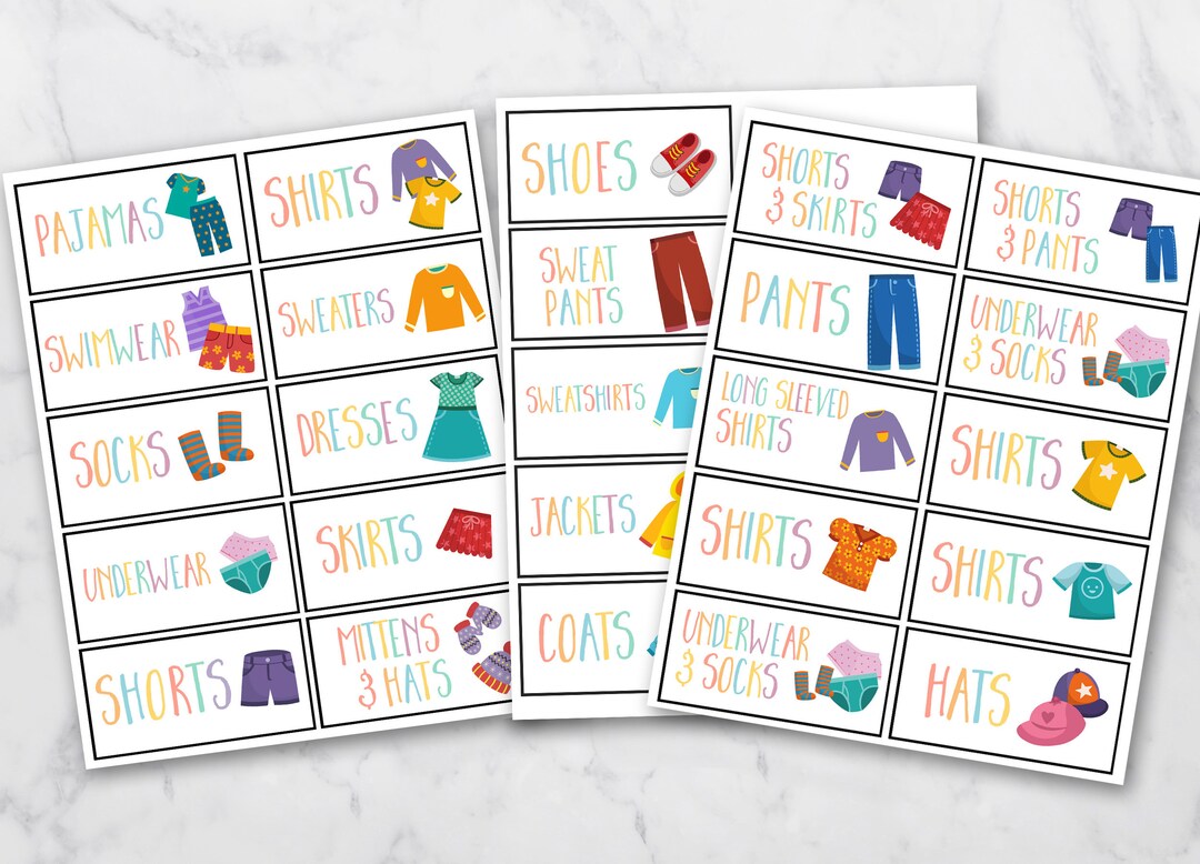 Kids Dresser Drawer Labels, Kids Closet Storage Stickers, Organization ...