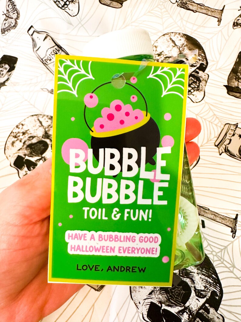 Bubbles Halloween Printable Tag, Classroom Halloween Favor, Halloween ...