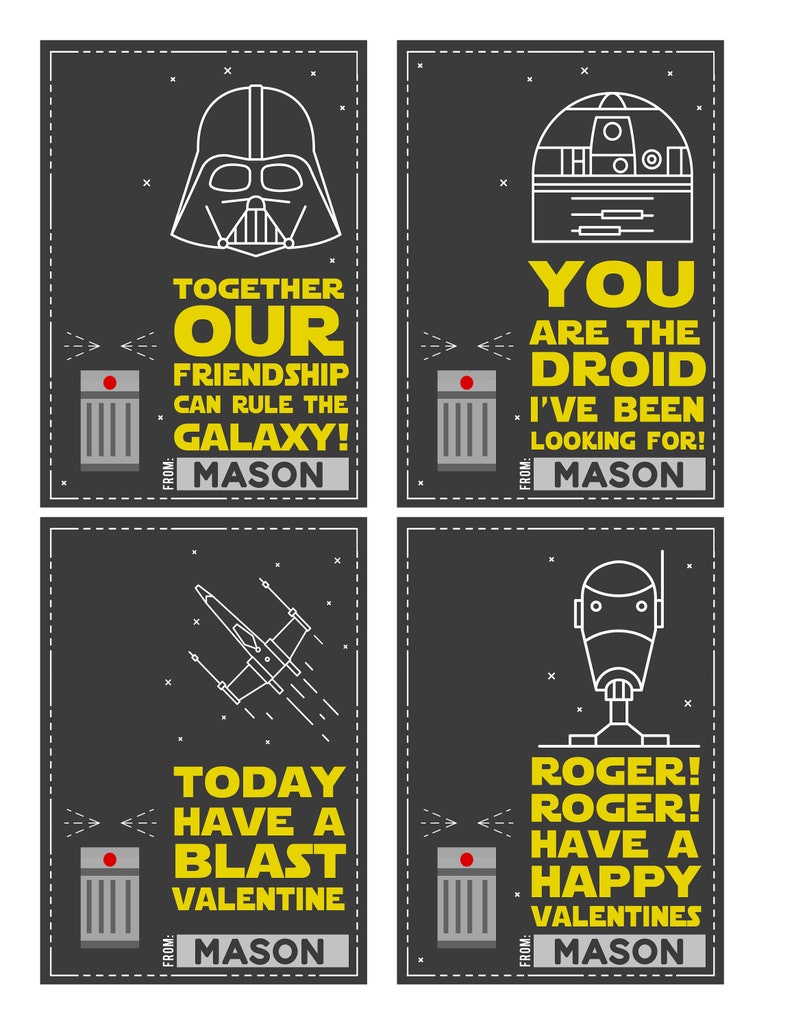 Star Wars Valentines Star Wars Valentine Cards | Etsy