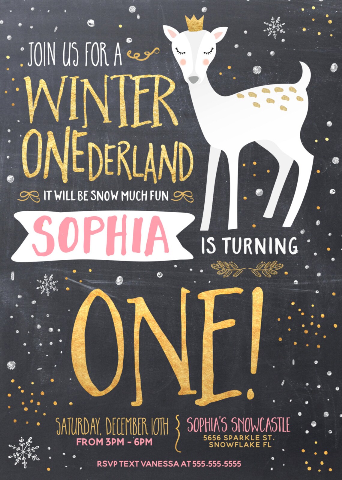 Winter Onederland Invitation, Girl One-derland Birthday Invitation ...