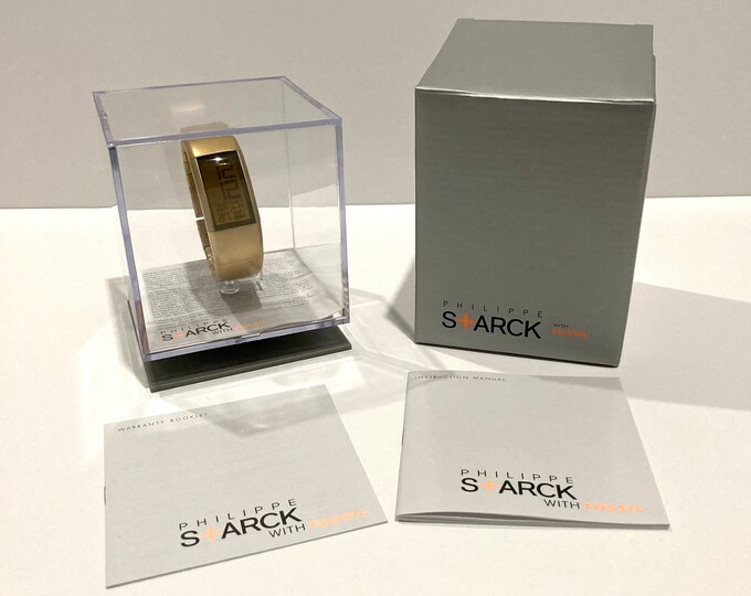 Fossil Watch Philippe Starck 1 Vintage PH2004 Modern Art Gold Steel ...